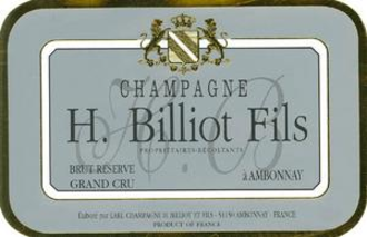 HENRI BILLIOT CHAMPAGNE GRAND CRU BRUT RESERVE 750ML - Hill Side Vineyards