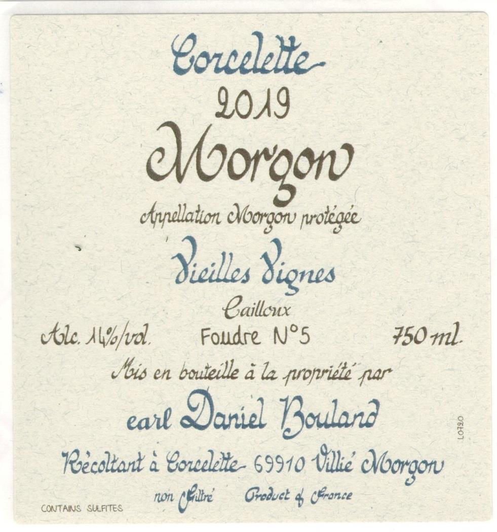 2016 Daniel Bouland Morgon Corcelette Sable Vieilles Vignes 750ML ...