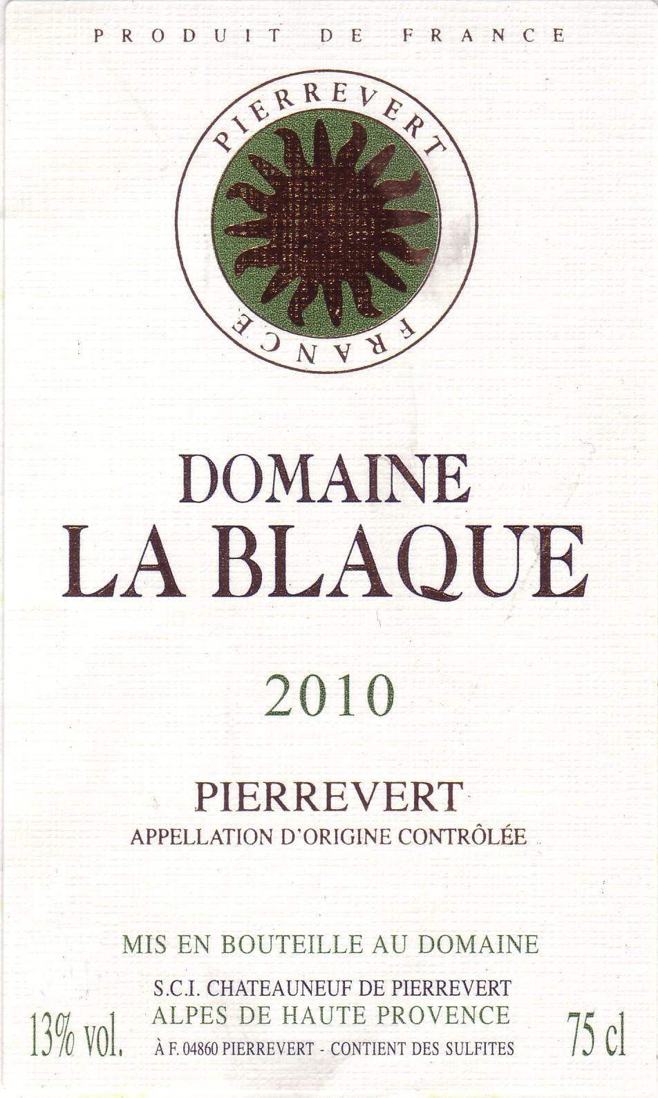 2021 Domaine La Blaque Coteaux de Pierrevert Rouge 750ML - Hill Side ...